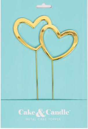 Double Heart Cake Topper | Gold Metal – CakeBase