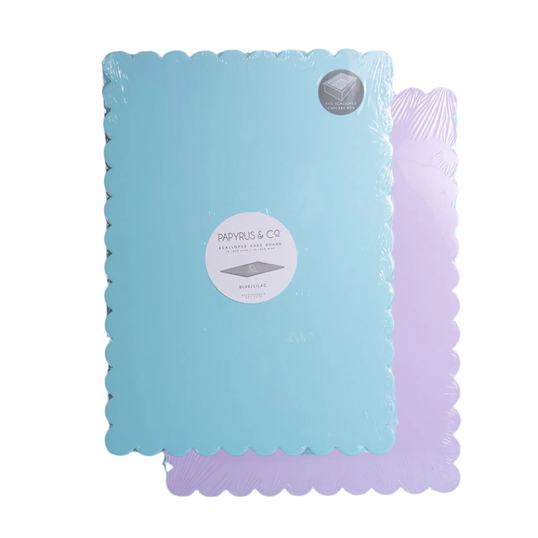Rectangle Dual-Colour Scalloped Cake Board - Blue & Lilac – CakeBase